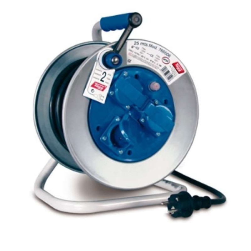 Alargadera enrollable 3 bases C/tapa 25mt 3GX1.5 IP55